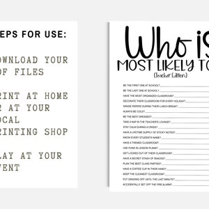 Teacher Team Building Games . Most Likely To - Etsy