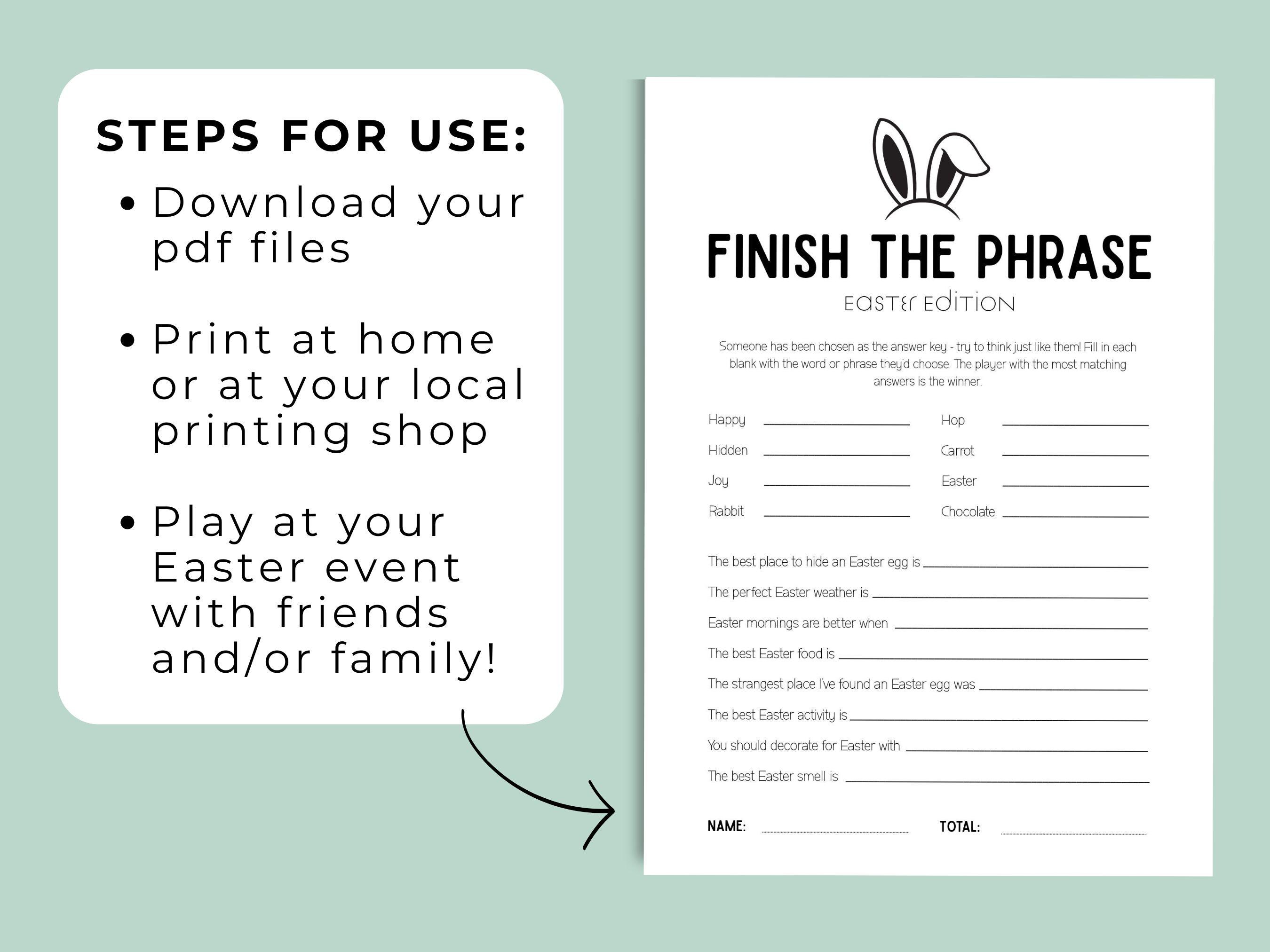 Easter Finish That Phrase Game, Can You Finish the Easter Phrase ...