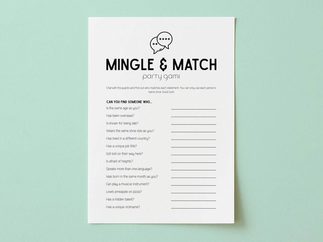 Find the Guest, Mingle and Match Game, Find Someone Who, Icebreaker ...