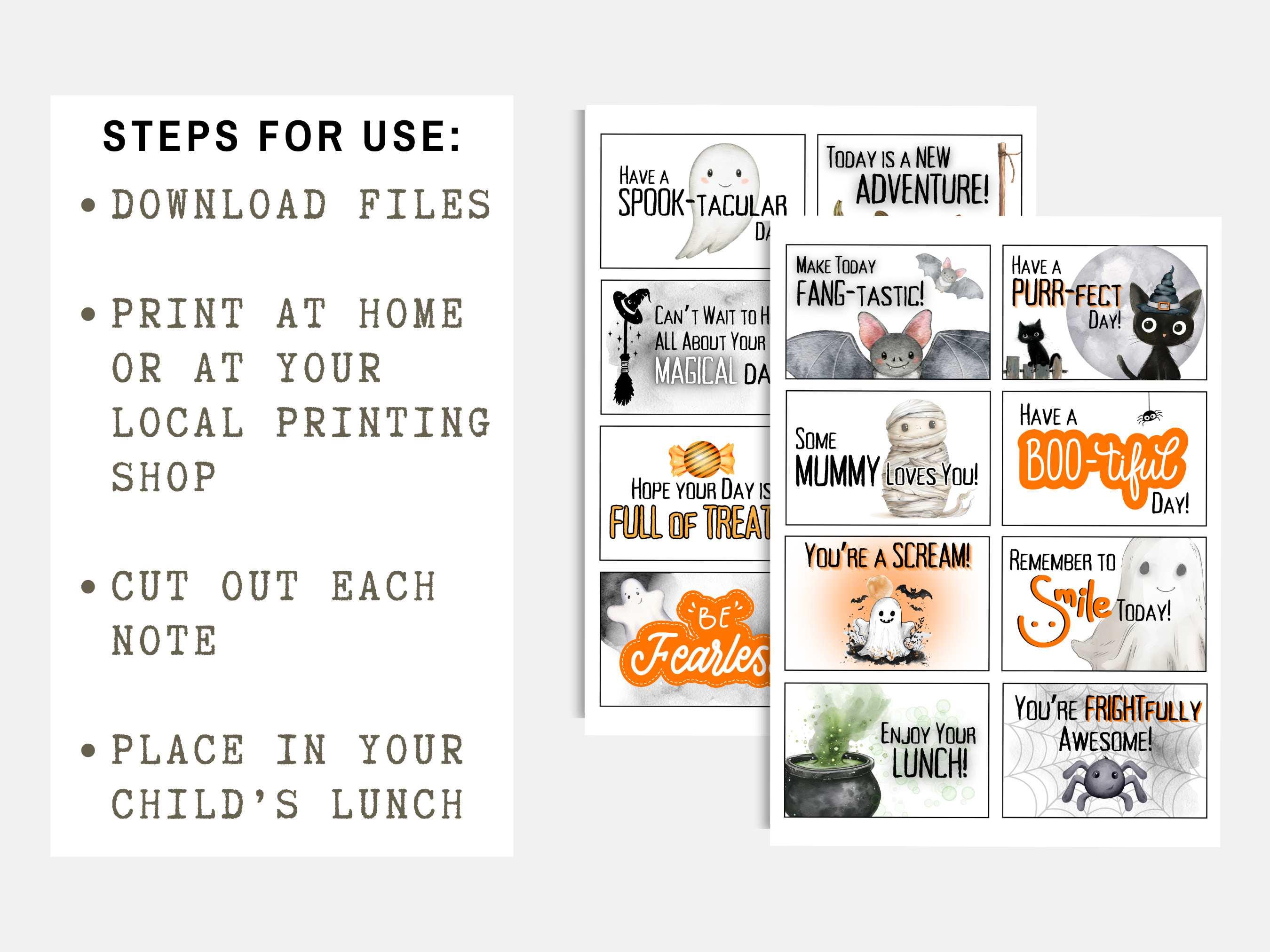 Halloween Lunchbox Notes . Spooky Lunch Box Notes - Etsy Australia