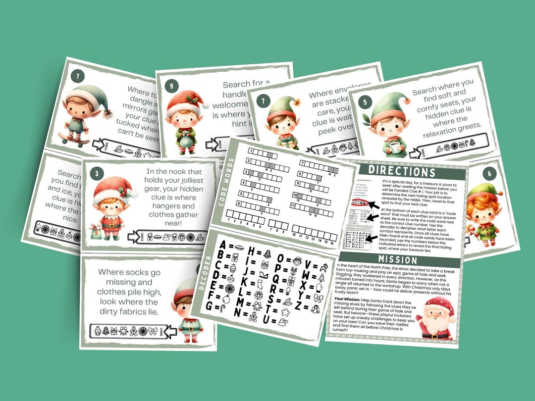Christmas Scavenger Hunt, Christmas Elf Scavenger Hunt, Elf Scavenger ...