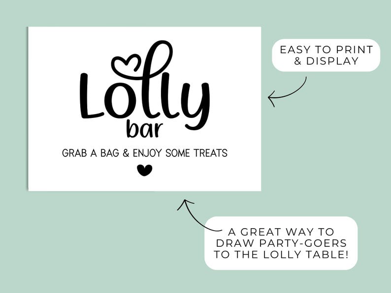 Lolly Bar Sign . Minimalist Printables - Etsy Australia
