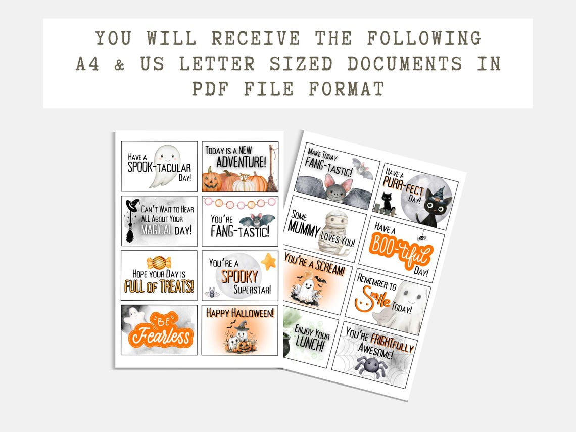 Halloween Lunchbox Notes . Spooky Lunch Box Notes - Etsy Australia