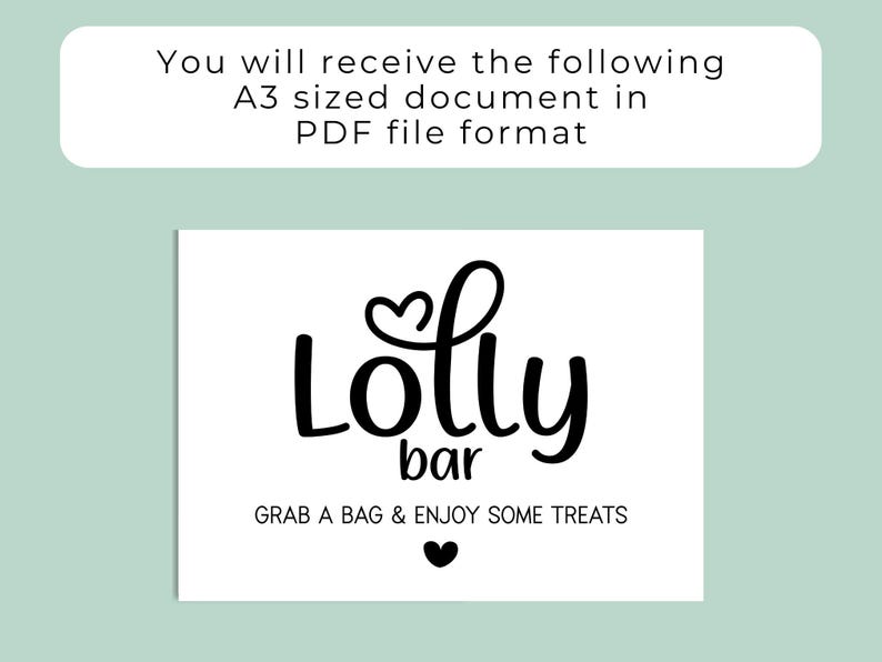 Lolly Bar Sign . Minimalist Printables - Etsy Australia