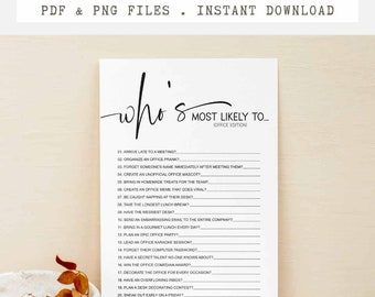 Most Likely to Work Game, Team Building Games, Office Party Games, Work ...