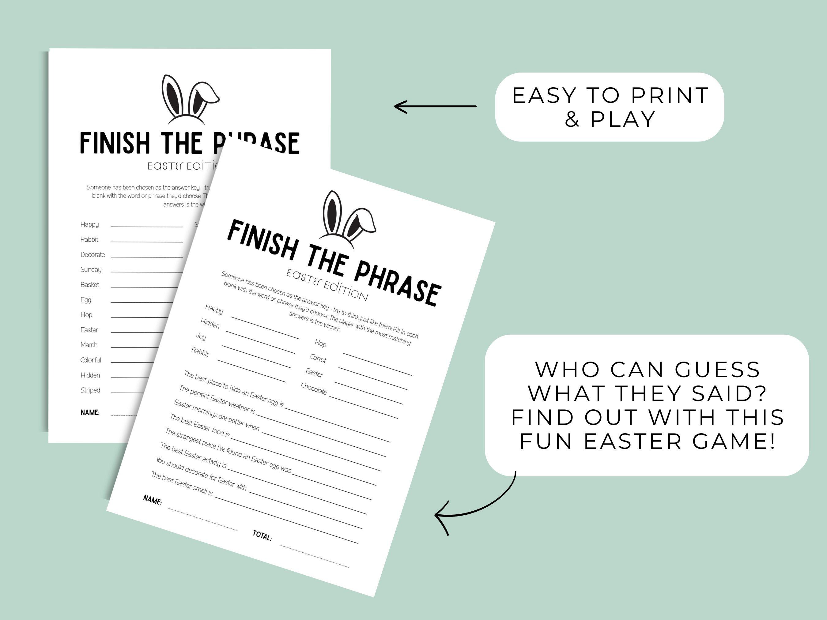 Easter Finish That Phrase Game, Can You Finish the Easter Phrase ...
