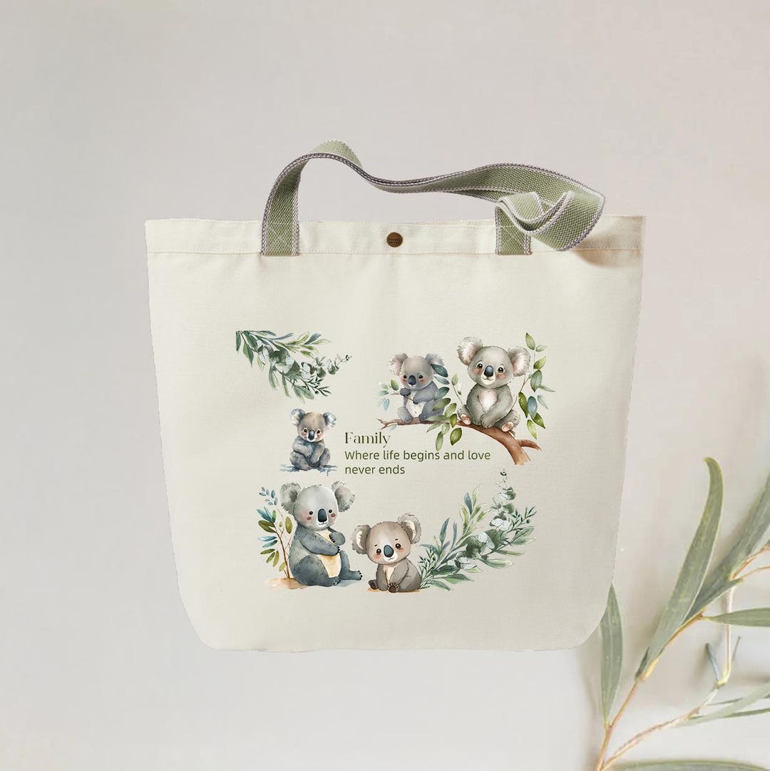 Koala Family Canvas Tote Bag – Eco-friendly Australian Design - Etsy ...