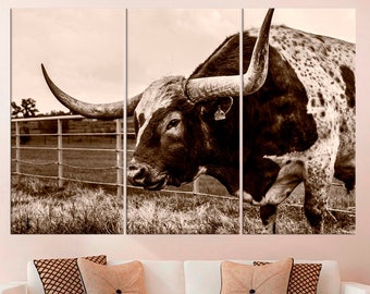 Large Canvas Highland Cow Texas Rodeo Animal Print Western | Etsy