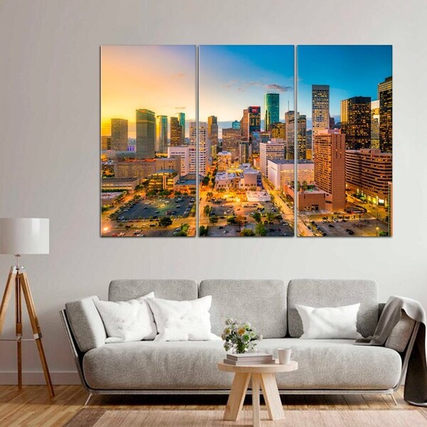Houston Skyline Canvas Wall Art - Etsy