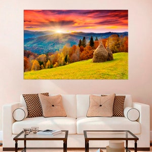 The Mountain Landscape With Colorful Autumnal Forest Print Large Wall ...