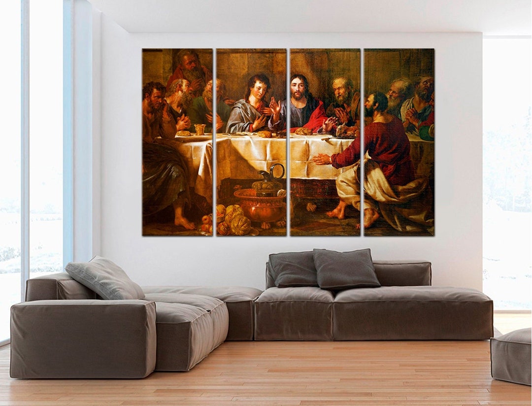 Last Supper Wall Decor Religious Print on Canvas God Jesus Christ With ...