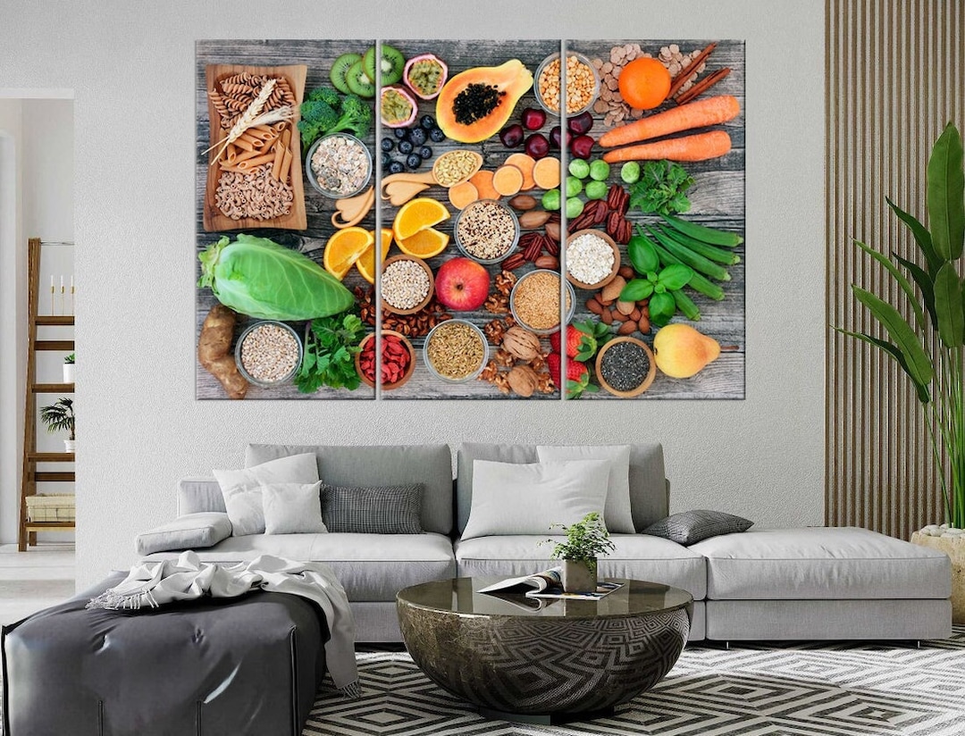 Fruits Vegetables Healthy Food Wall Art Kitchen Framed Picture Assorted ...