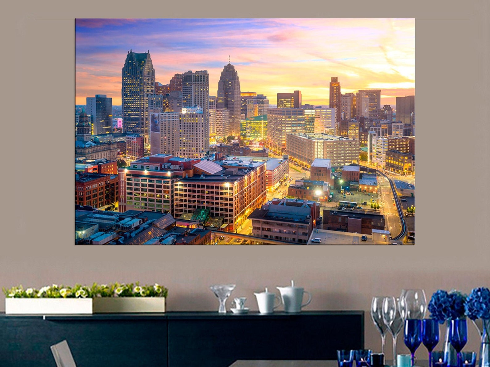 Detroit Skyline Downtown Detroit City Photography Michigan | Etsy