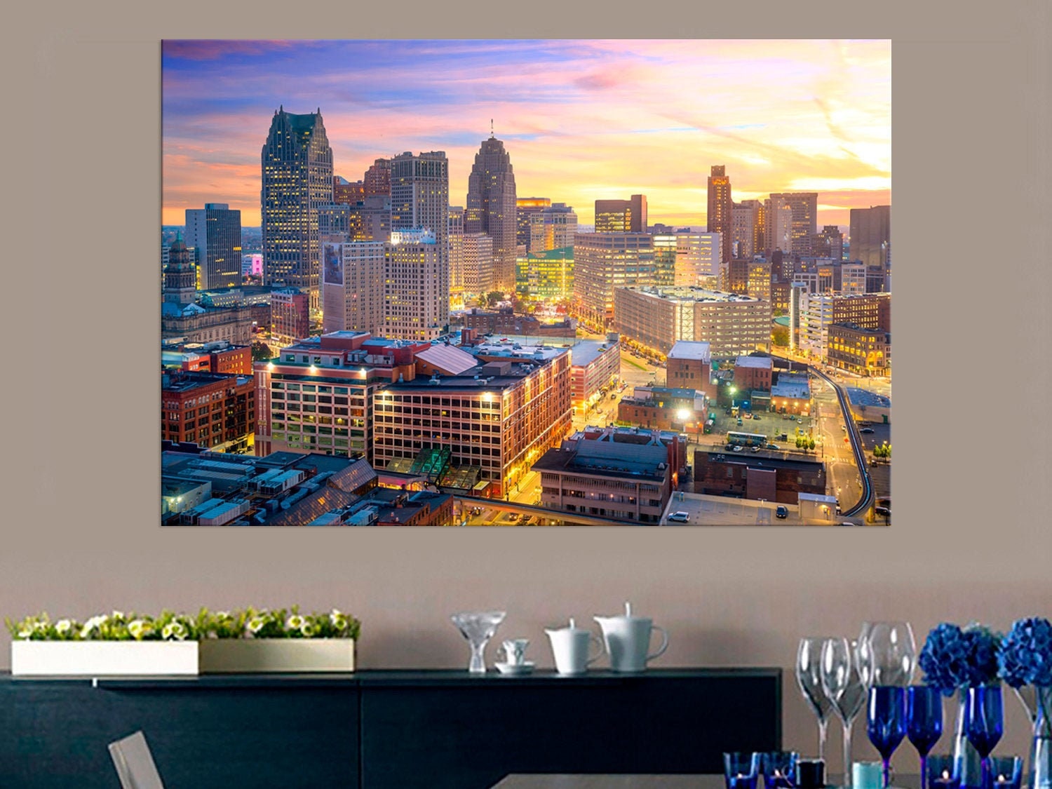 Detroit Skyline Downtown Detroit City Photography Michigan | Etsy