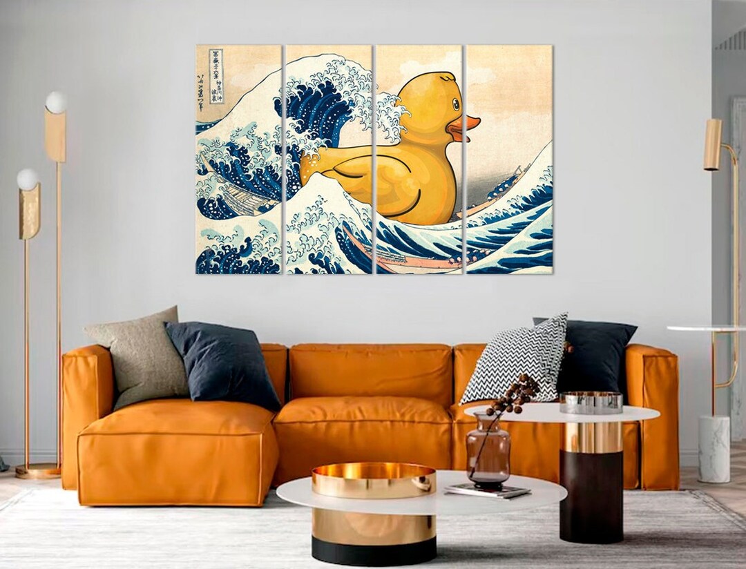 Yellow Rubber Duck the Great Wave Wall Decor Japan Print Reproduction ...