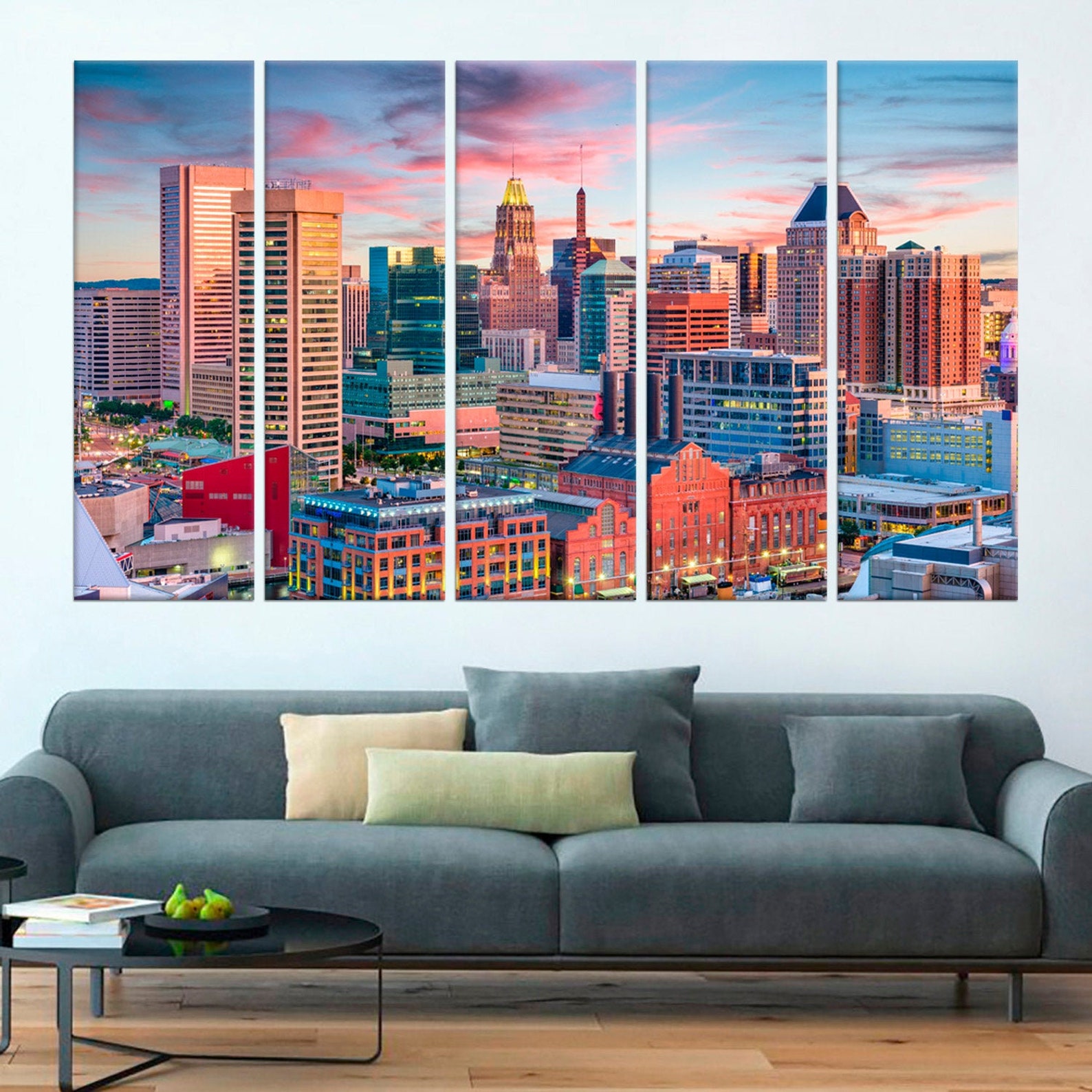 Baltimore Wall Art Skyline State Maryland Canvas Print USA - Etsy