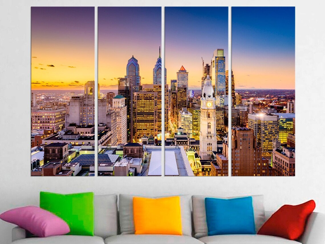 Philadelphia Canvas Downtown Skyline Pennsylvania USA Painting - Etsy