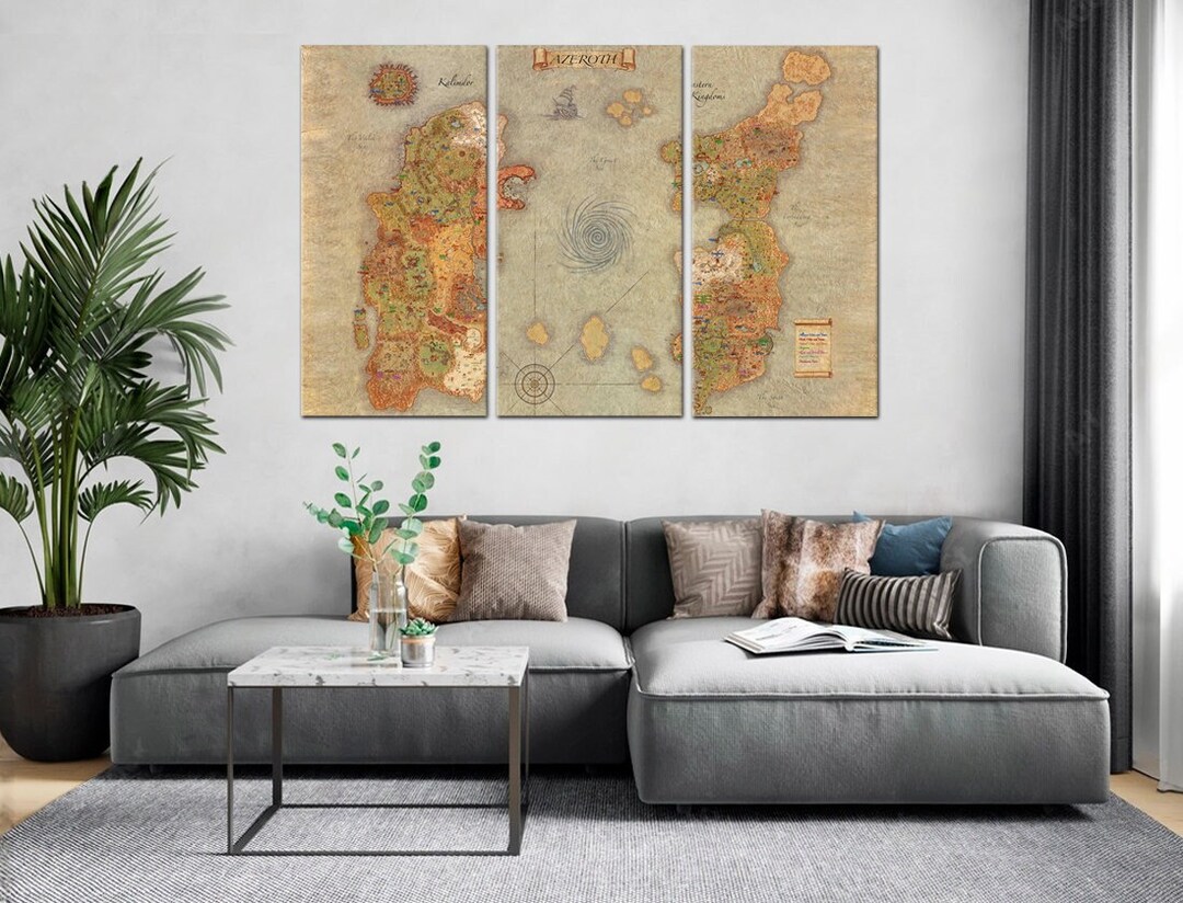 Wow Map Wall Art, Kalimdor Eastern Kingdoms World Map, Gifts for Gamers ...