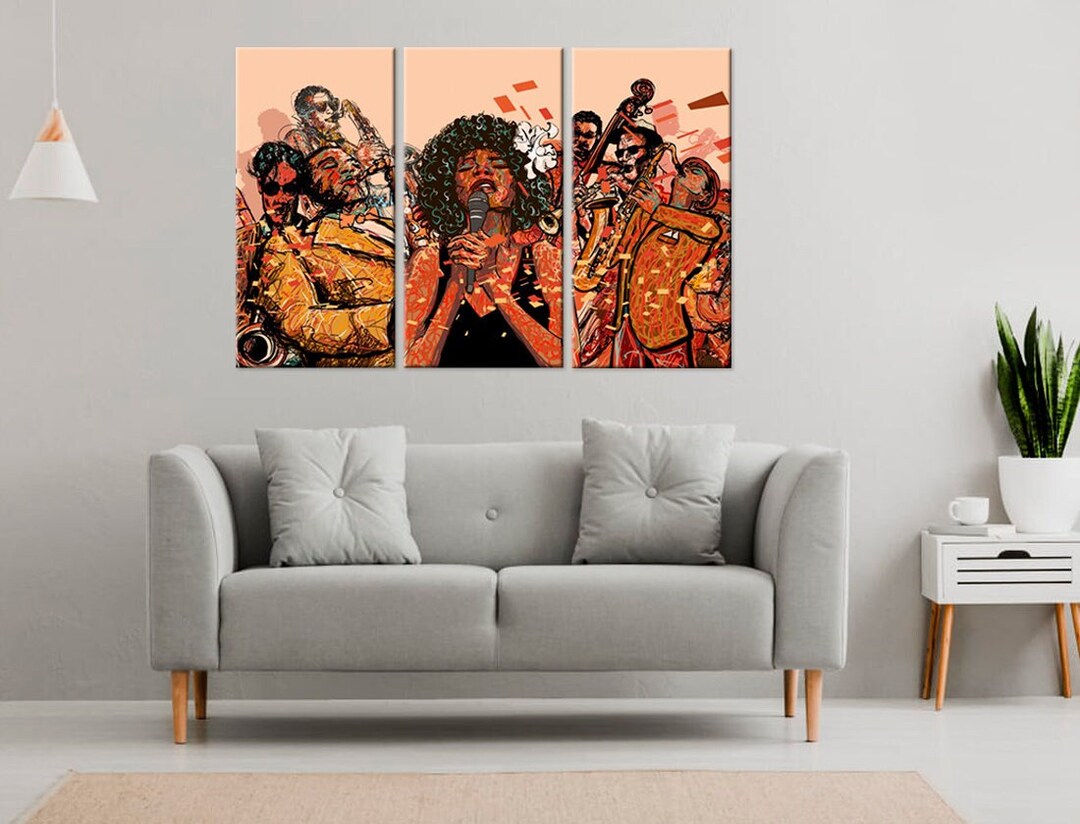 Jazz Band Wall Art Canvas Painting Music Art Woman Singer Print ...