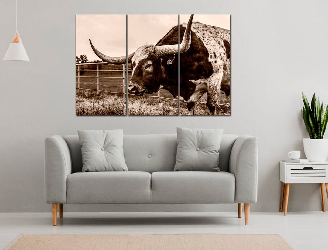 Cow Animal Print Western Landscape Large Canvas Cow Photo Living Room ...
