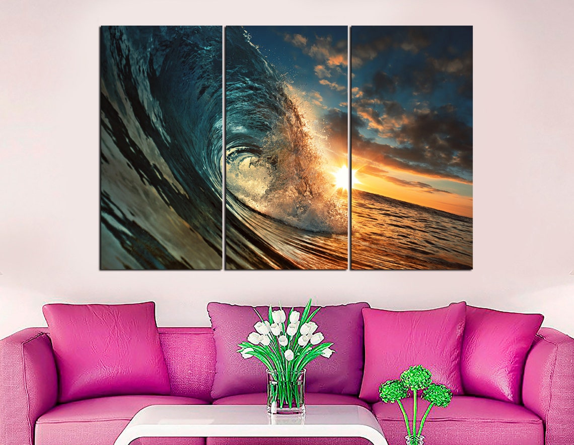 Ocean Surfing Wave Wall Art Blue Wave Picture on Canvas Print - Etsy