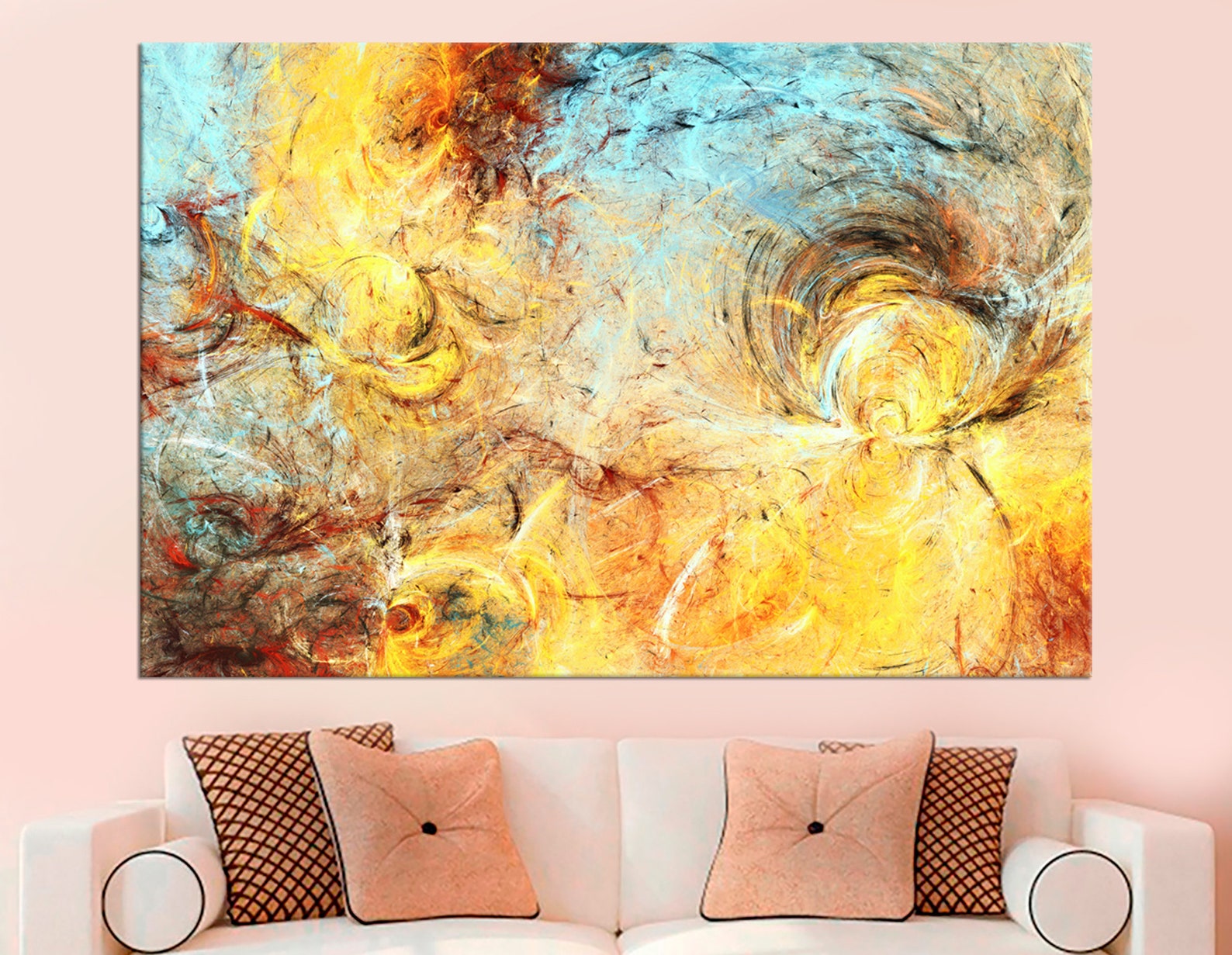 Modern Abstract Wall Art Colorful Abstract Painting Stretched | Etsy