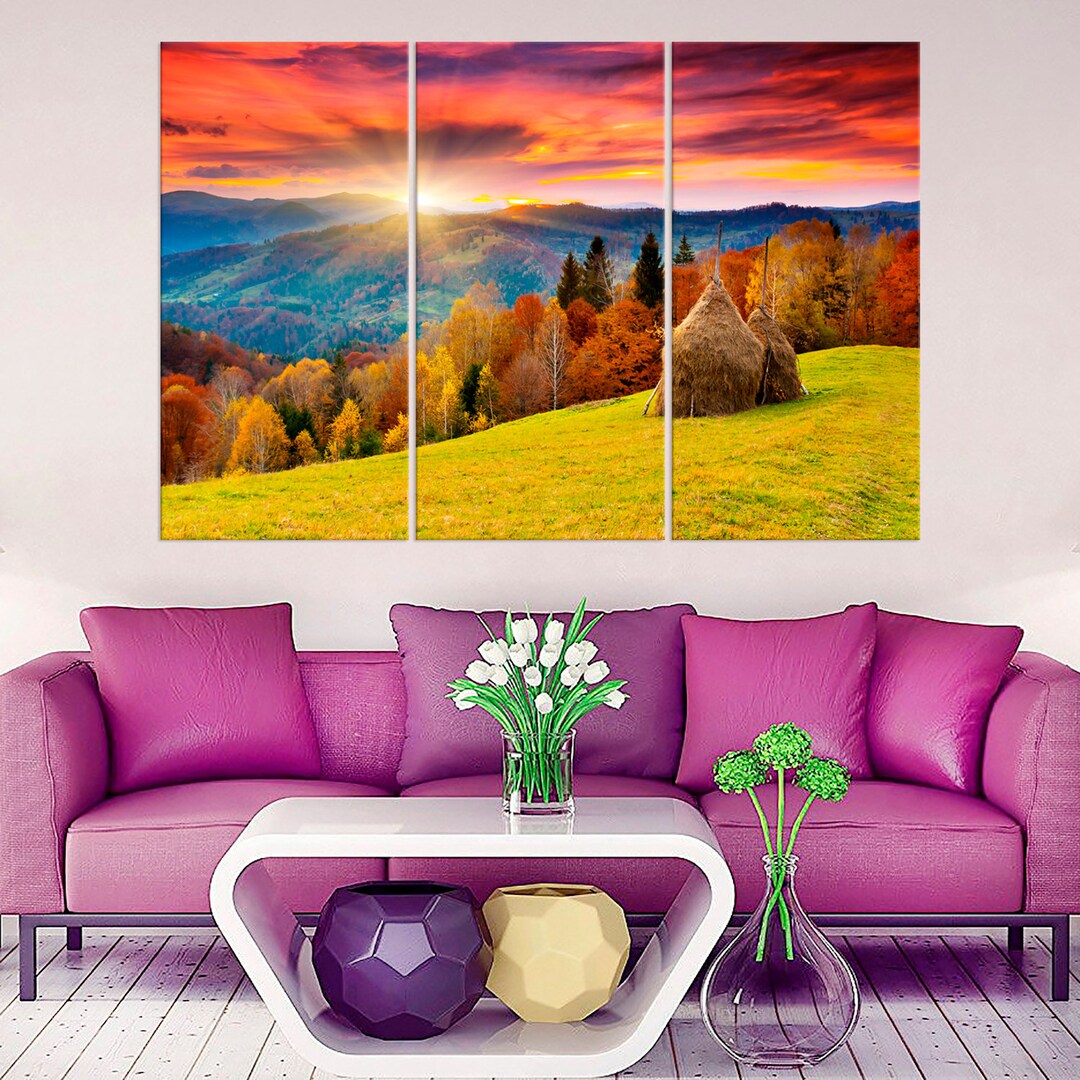 The Mountain Landscape With Colorful Autumnal Forest Print Large Wall ...