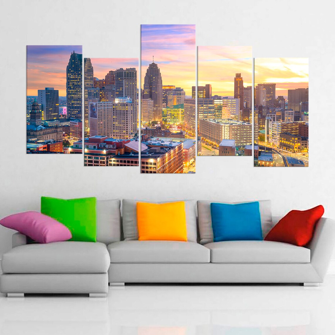 Detroit Canvas Print Skyline Poster Michigan Art Living Room - Etsy