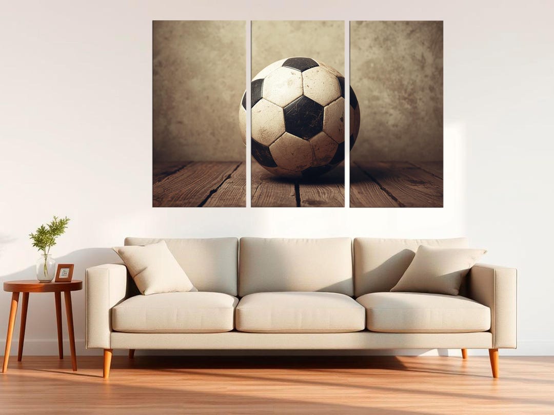 Soccer Ball Canvas Print, Sports Wall Art Decor, Vintage Football ...