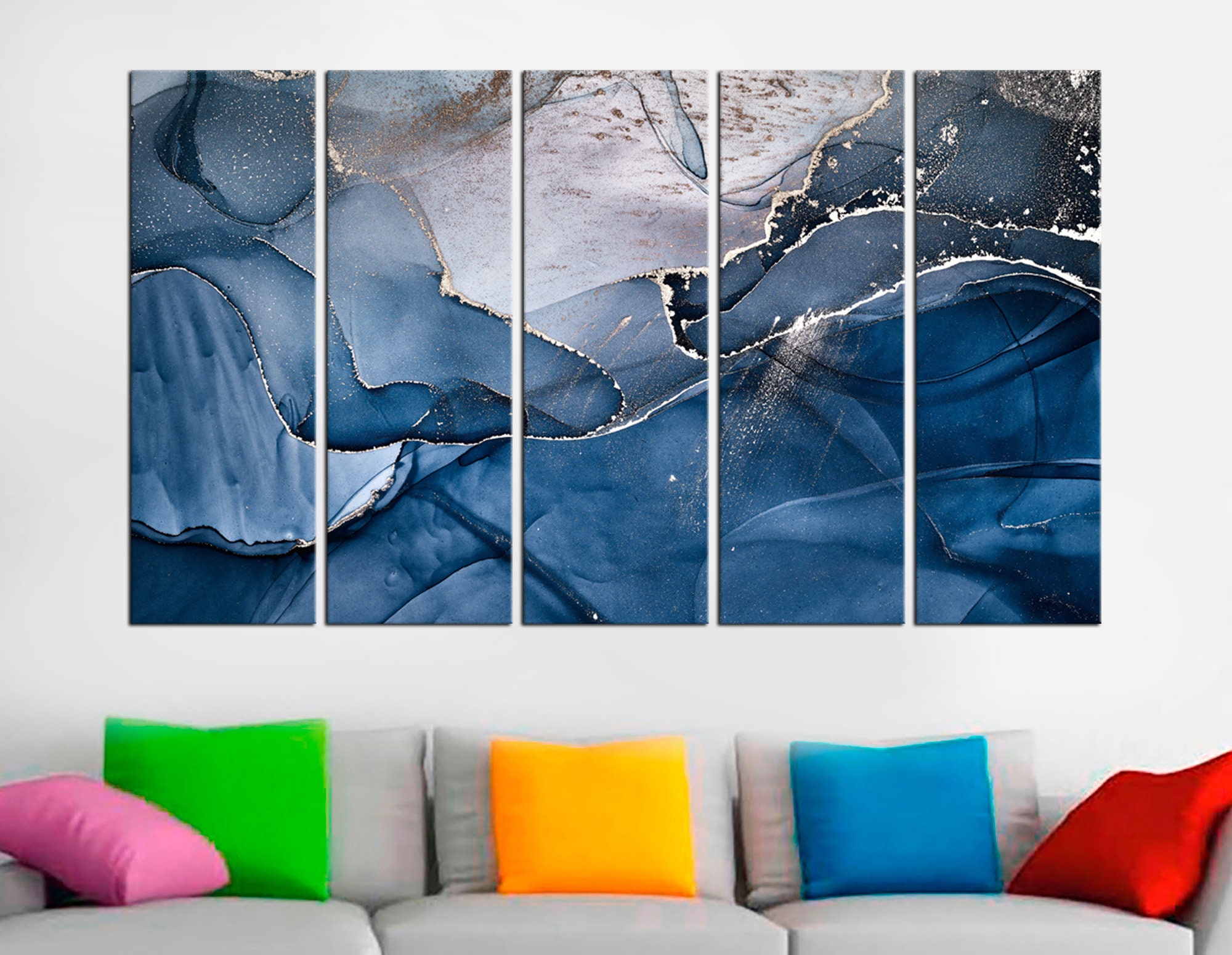 Blue Marble Wall Art Decor Modern Canvas Print Painting - Etsy