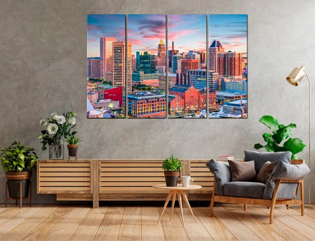 Baltimore Wall Art Skyline State Maryland Canvas Print USA Downtown ...