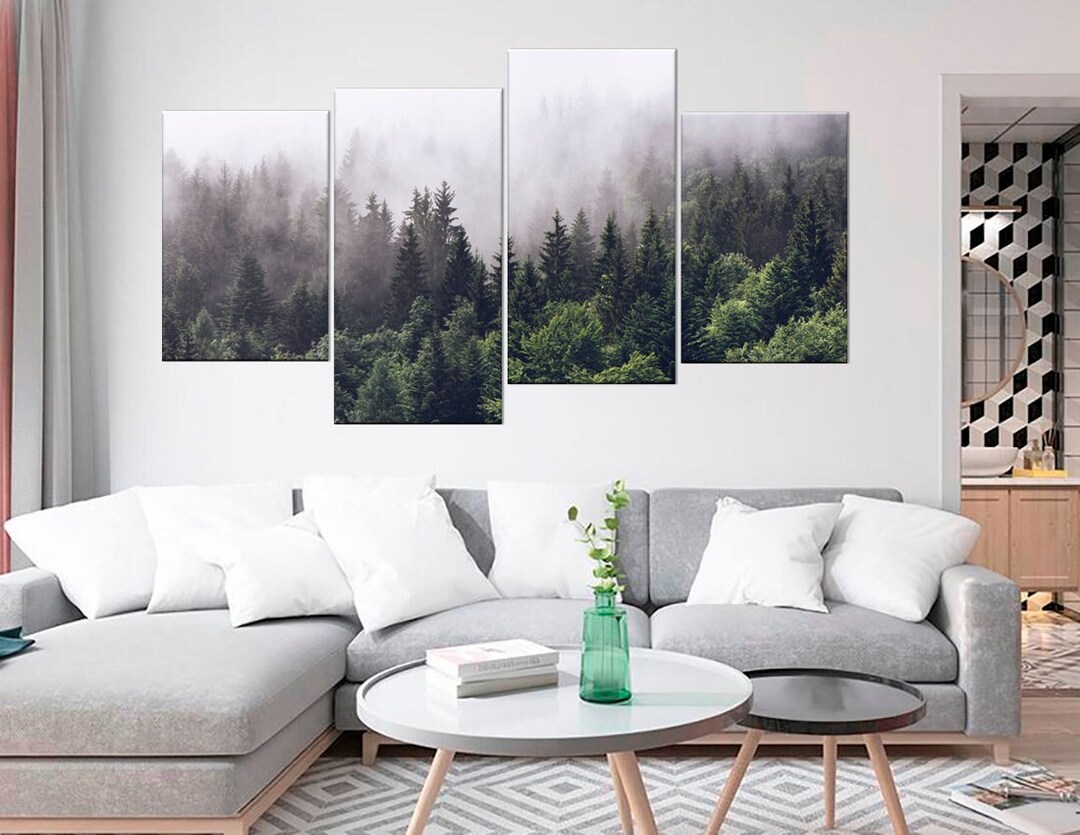Mountain Forest Home Decor Misty Spruce Forest Canvas Print - Etsy
