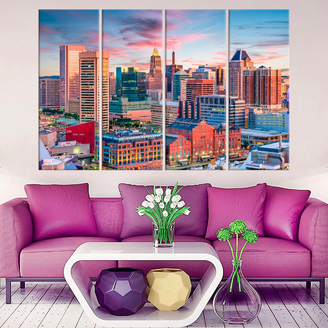 Baltimore Wall Art Skyline State Maryland Canvas Print USA - Etsy