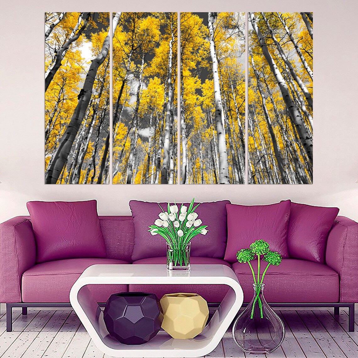 Birch Forest White Birch Tree Forest Canvas Wall Art Large | Etsy