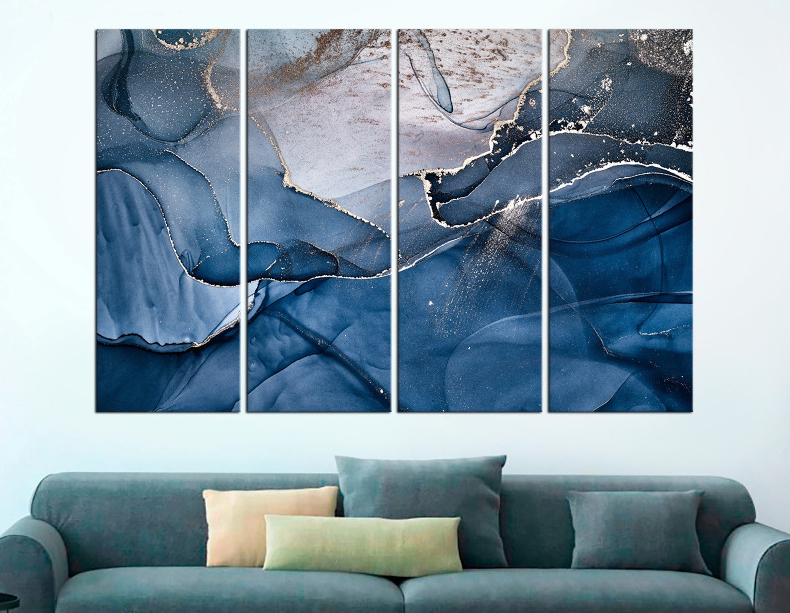 Blue Marble Wall Art Decor Modern Canvas Print Painting - Etsy