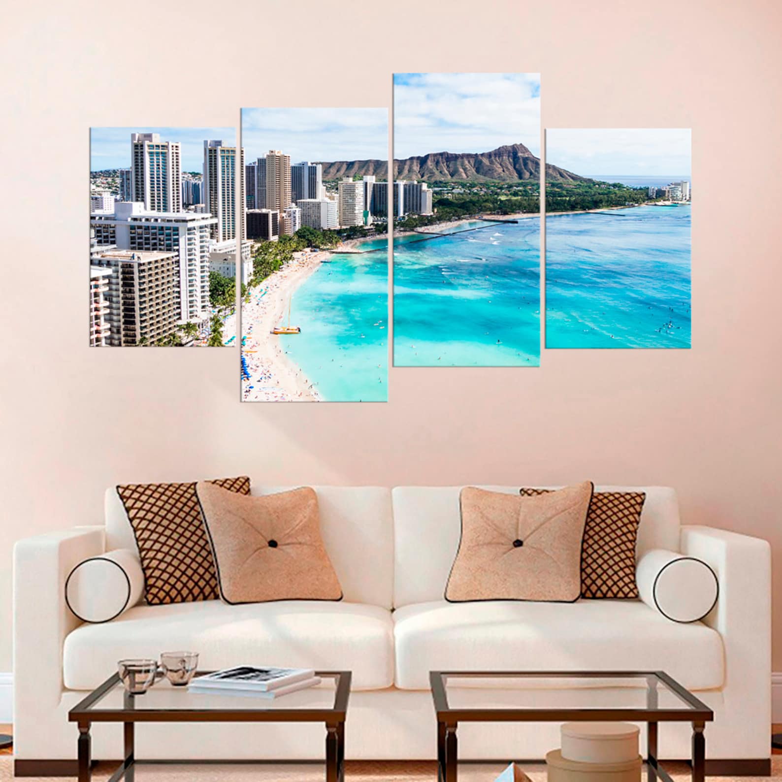 Hawaii Print Waikiki Beach Ocean Canvas Coastal Wall Art Oahu | Etsy