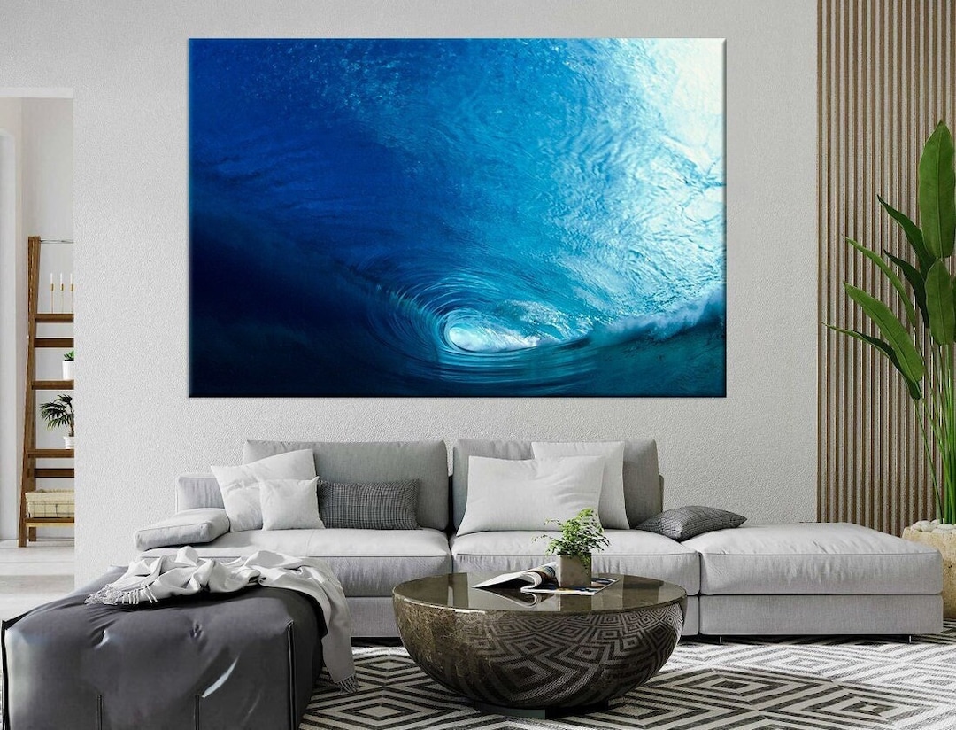 Huge Waves in Ocean Seascape Print on Canvas Large Blue Decor Sea Wave ...