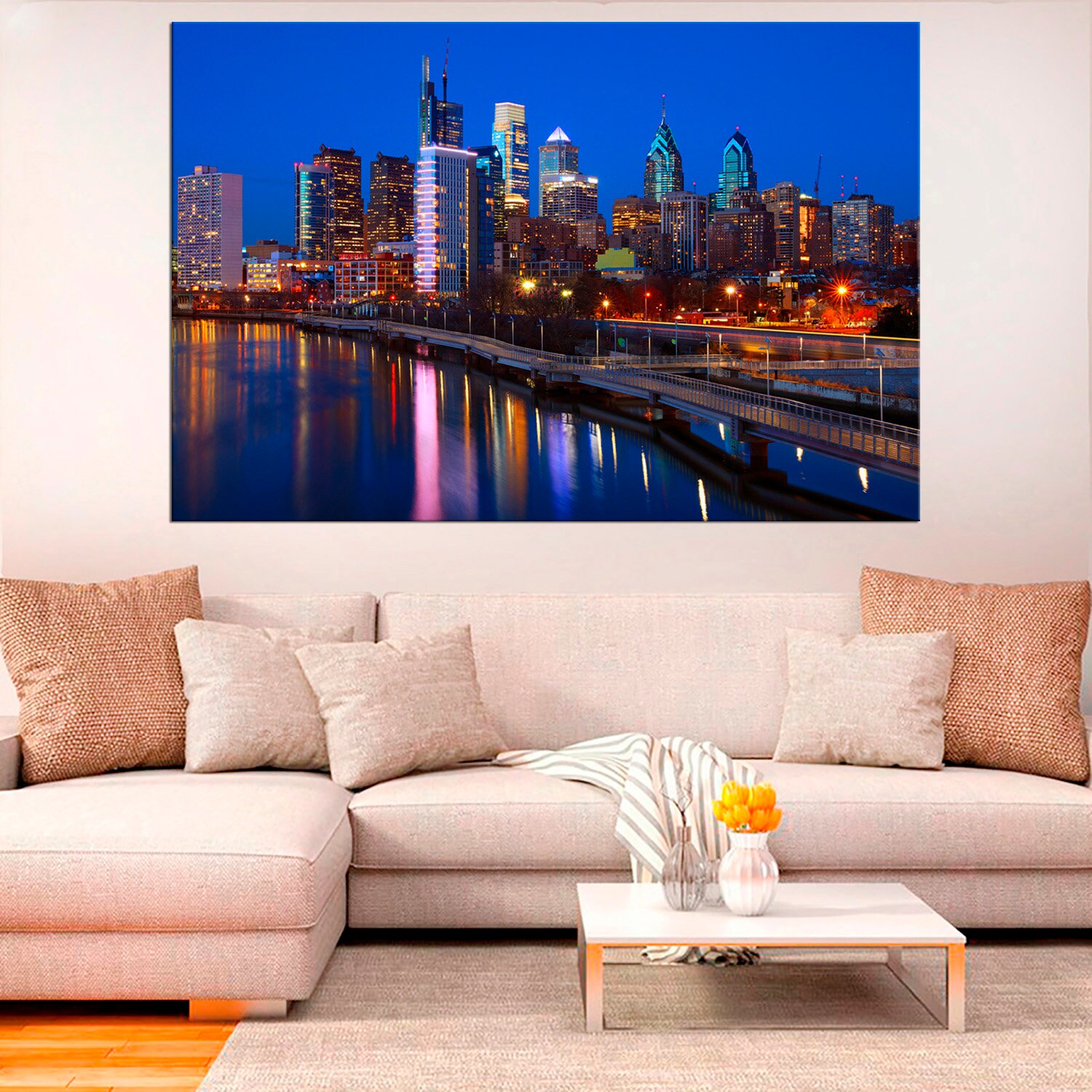 Philadelphia Canvas Downtown Skyline United States City Framed | Etsy