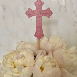 12 Large Ombre Pink Cross Centerpieces, Christening Centerpieces ...