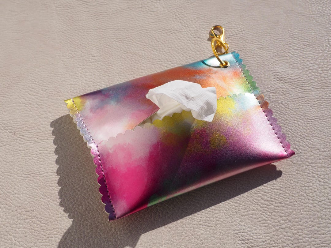 Watercolor Vegan Leather Tissue Holder: Travel Keychain Accessory - Etsy