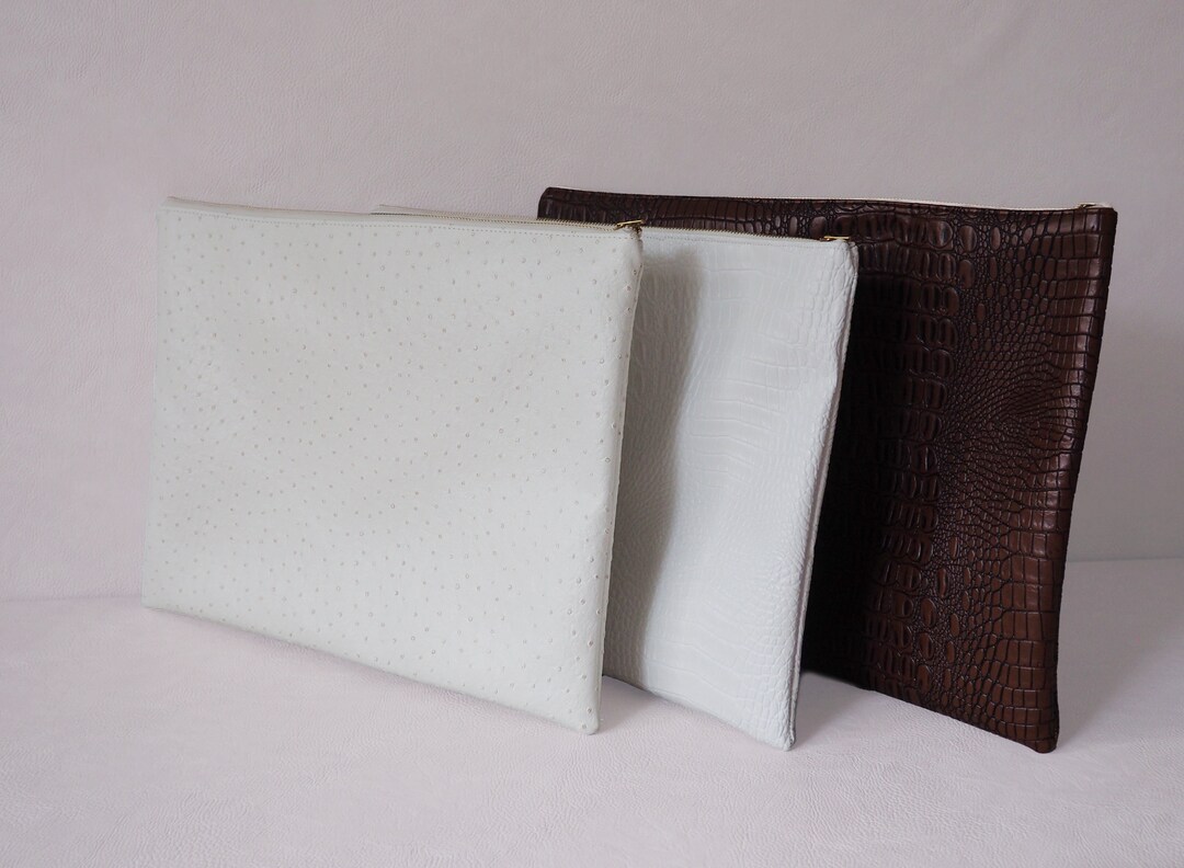 Faux Ostrich Leather Laptop Zip Cover Everyday Pouch Soft - Etsy