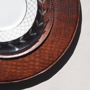 Elegant 13-inch Snake Print Vegan Leather Charger Plate in Chestnut ...