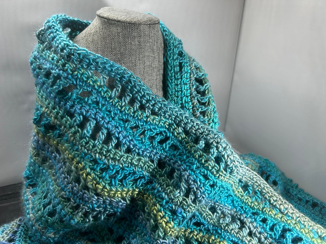 Open Weave Rivers Shawl: Turquoise Olive Green - Etsy
