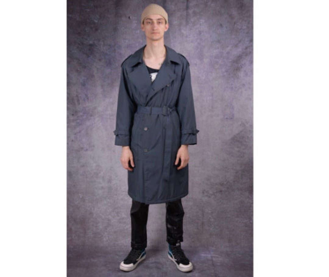 80s Detective, Trench Coat in Gray Color / Menswear Vintage Clothing ...