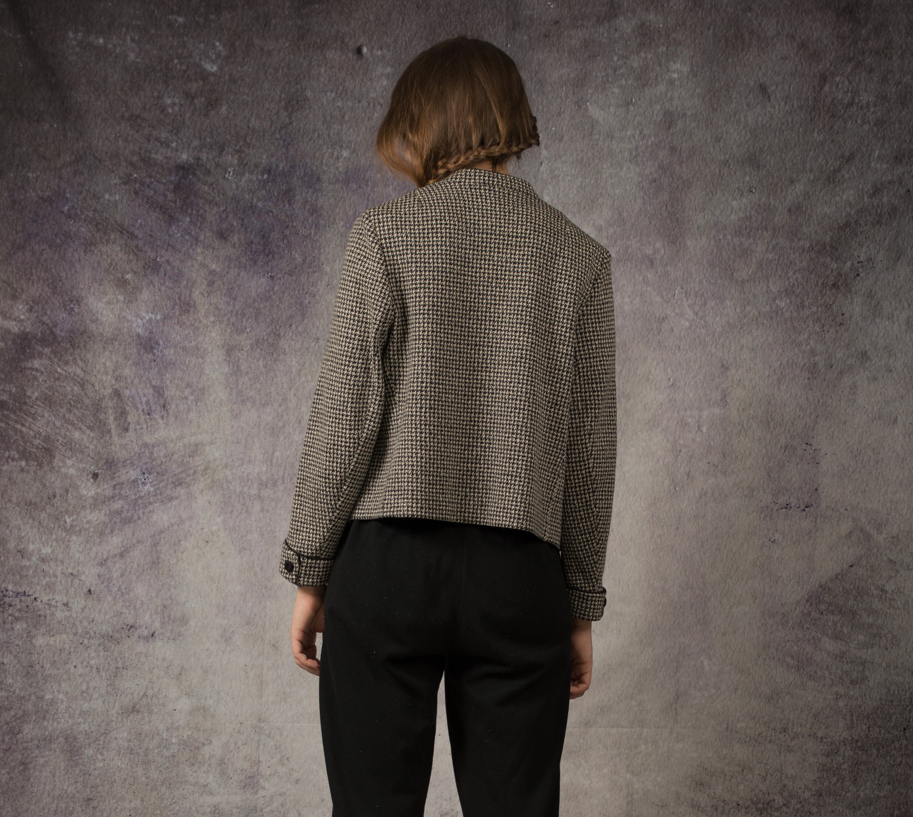 90s Cropped Blazer With Frog Closure Houndstooth Pattern in - Etsy
