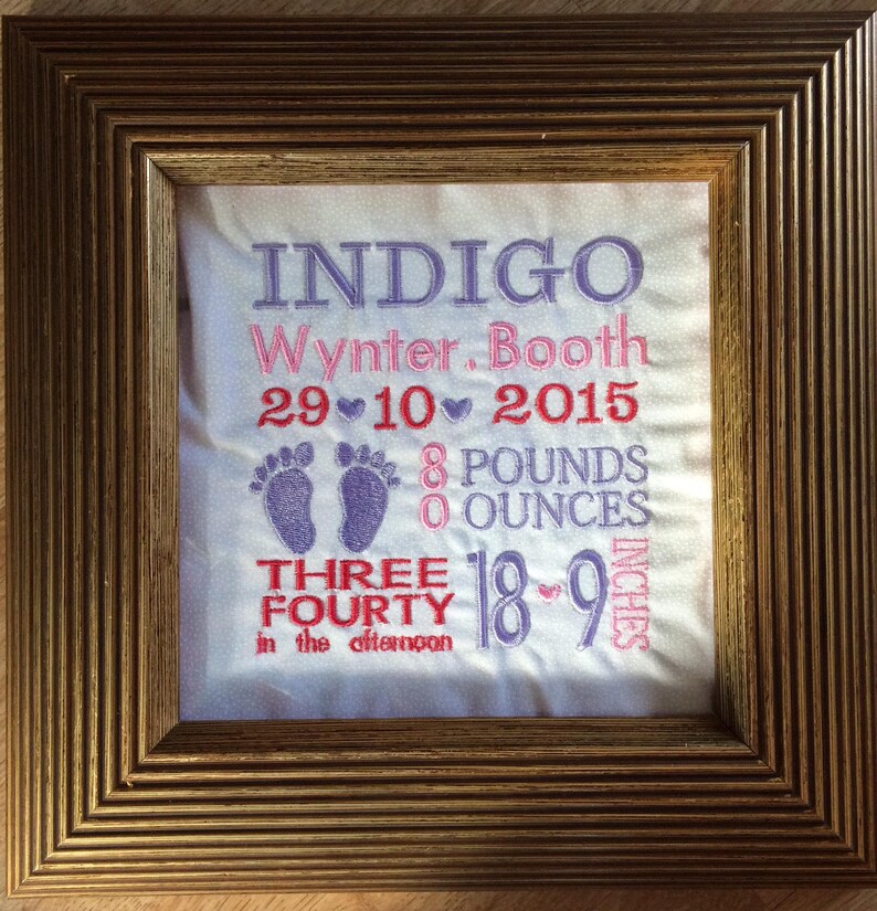 Embroidered Baby Birth Details. Keepsake | Etsy