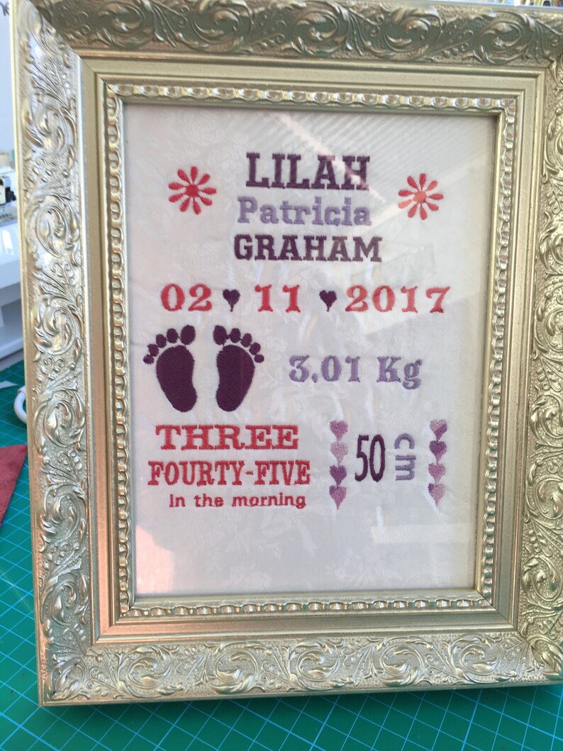 Embroidered Baby Birth Details. Keepsake | Etsy