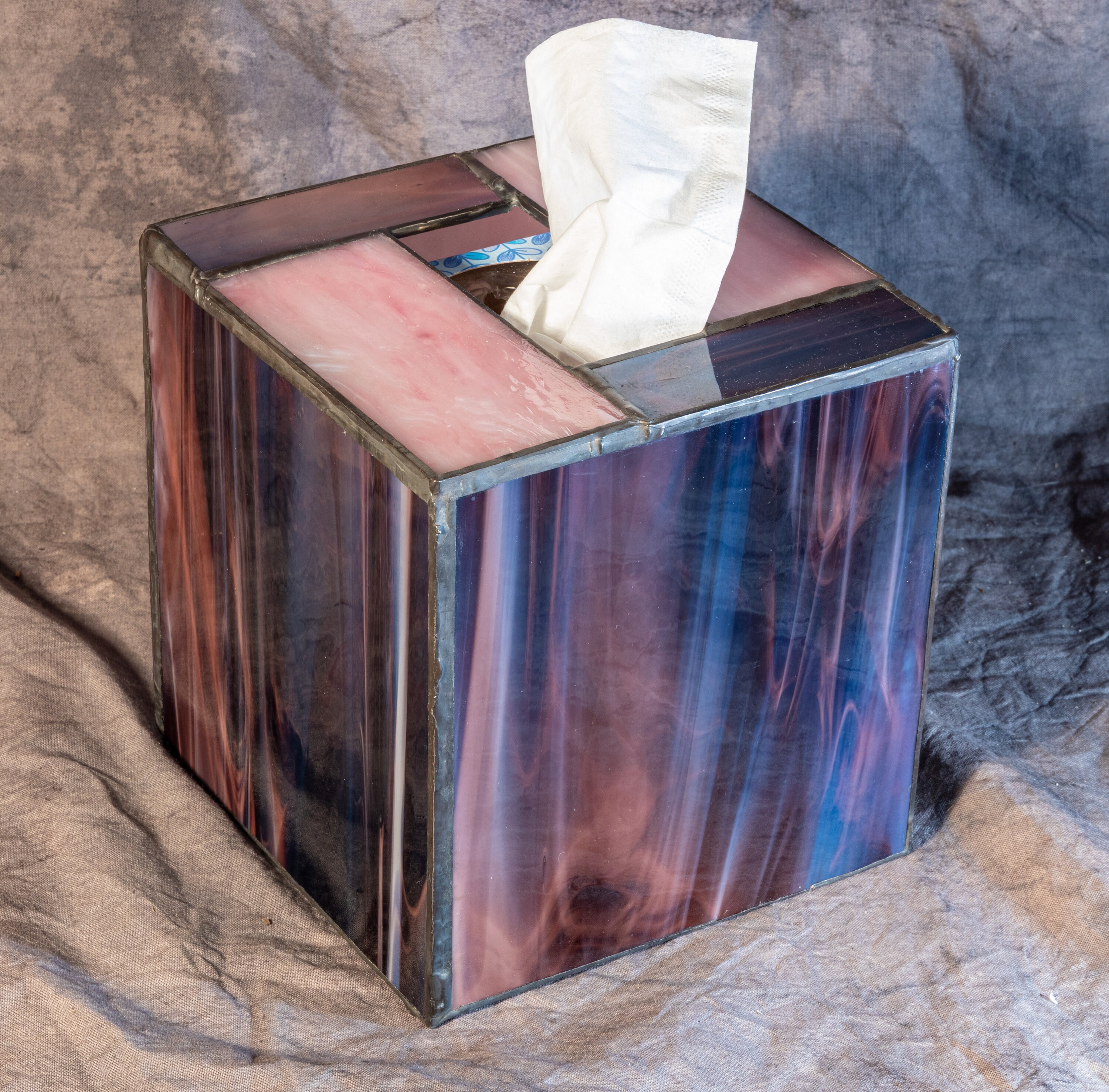 Stained Glass Tissue Box Cover in Pink, Purple and White - Etsy