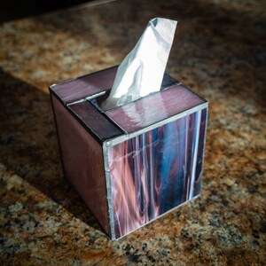 Stained Glass Tissue Box Cover in Pink, Purple and White - Etsy