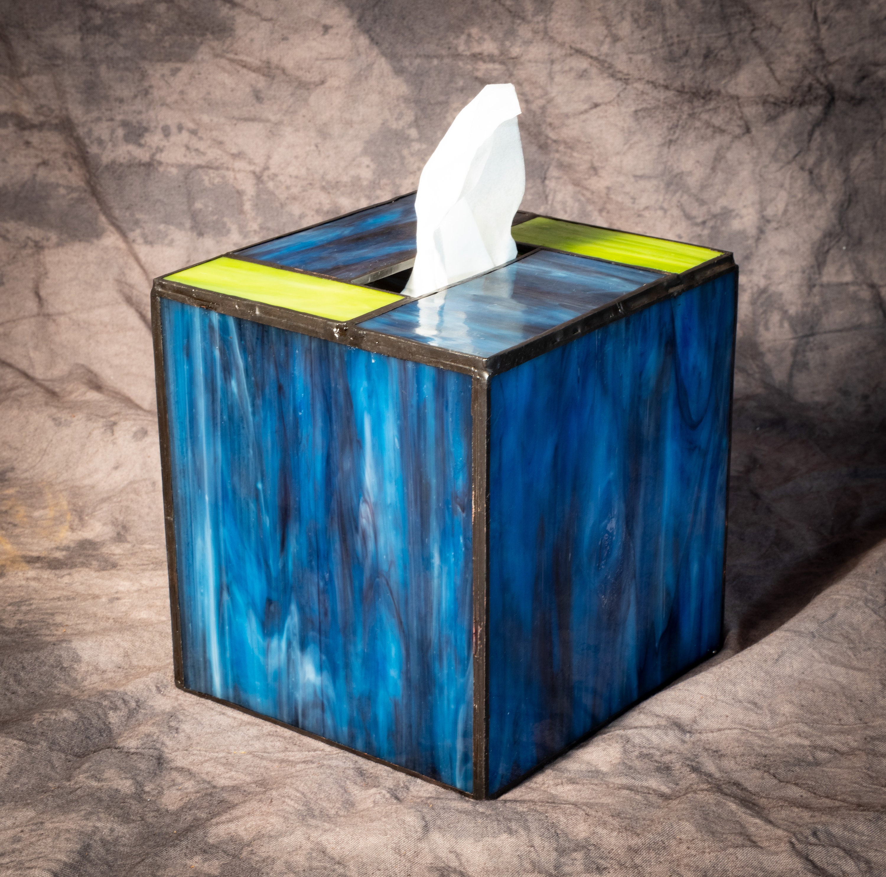 Stained Glass Tissue Box Cover in Green and Blue - Etsy